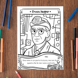 Women in Technology Drawing Computer Science GRACE HOPPER Printable ...