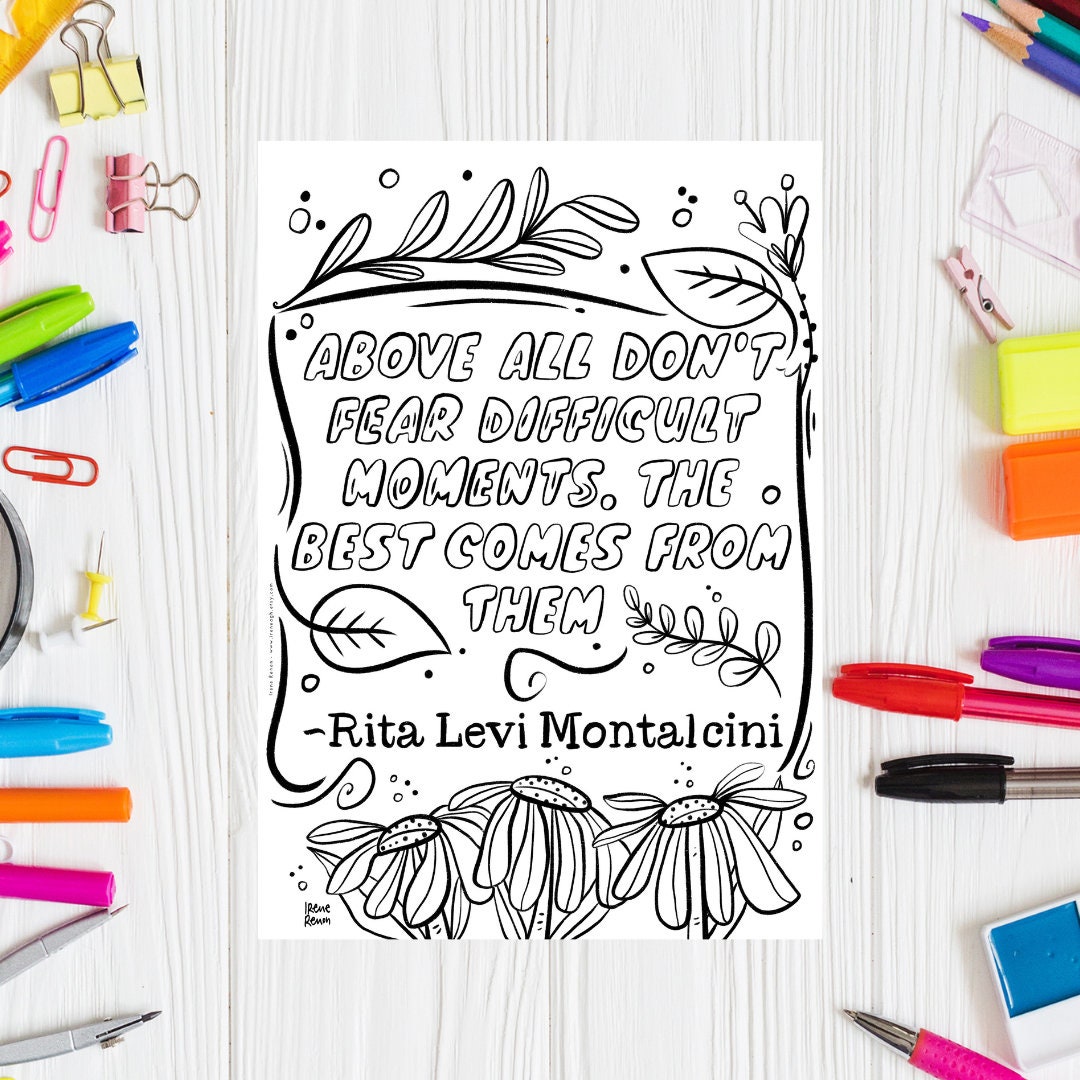 Coloring Page Rita Levi Montalcini Inspiring Quote Women History Month ...