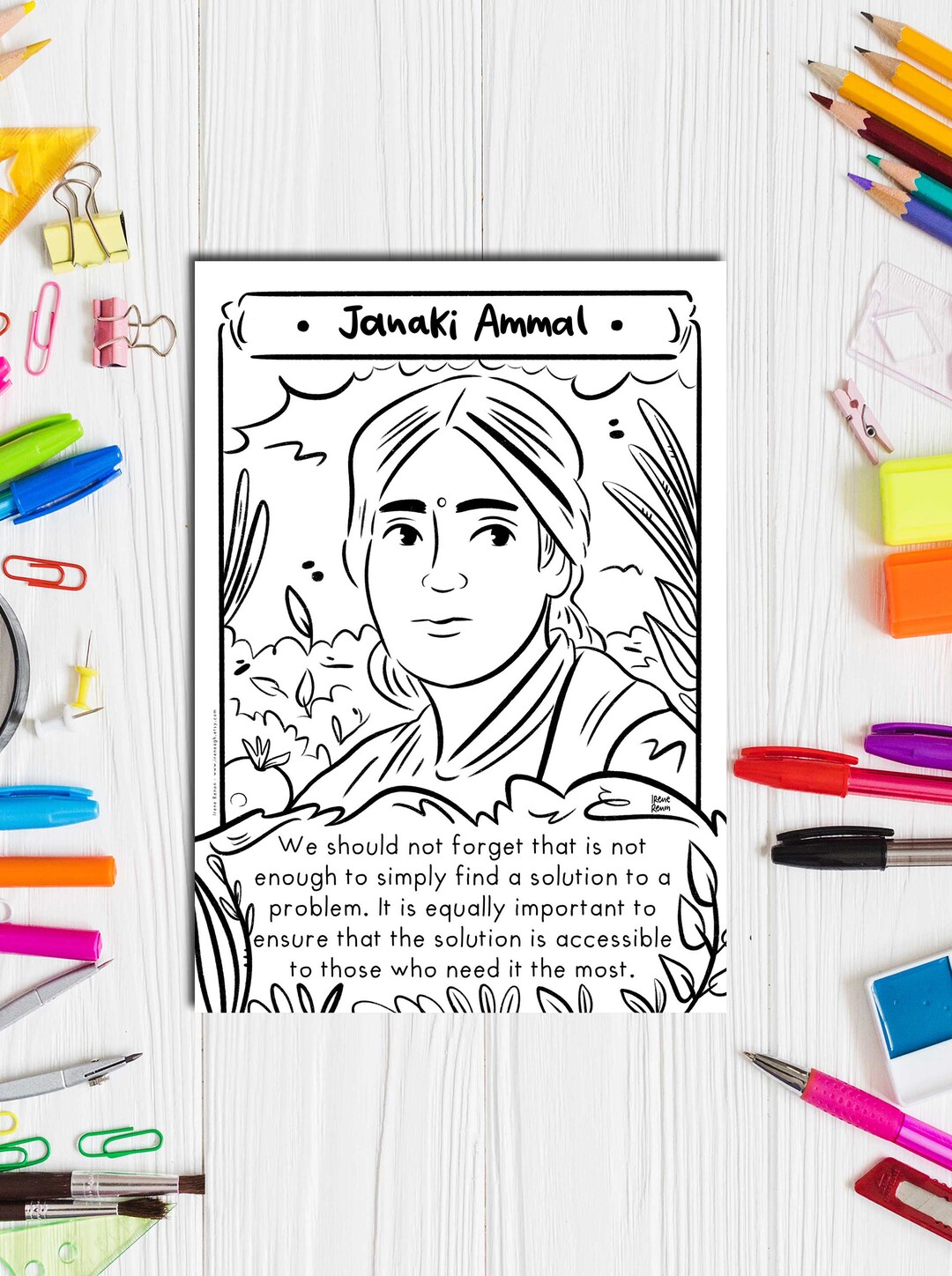 Janaki Ammal Botanist Coloring Page Printable Drawings - Etsy