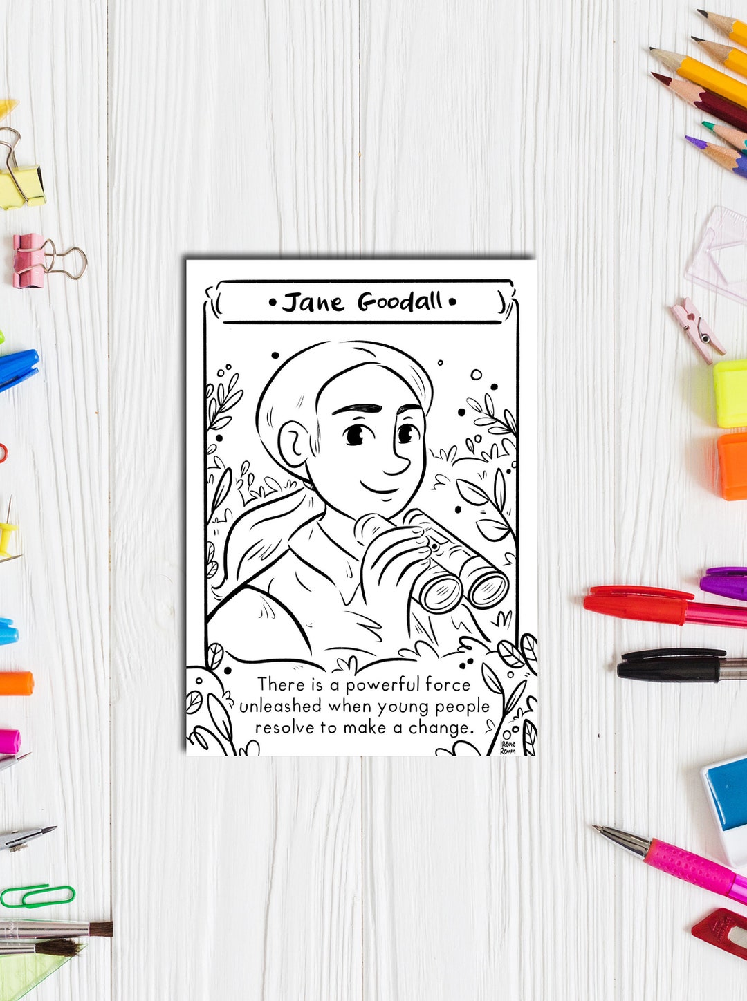 Buy Jane Goodall Coloring Page Women in Stem Printable Coloring Online ...