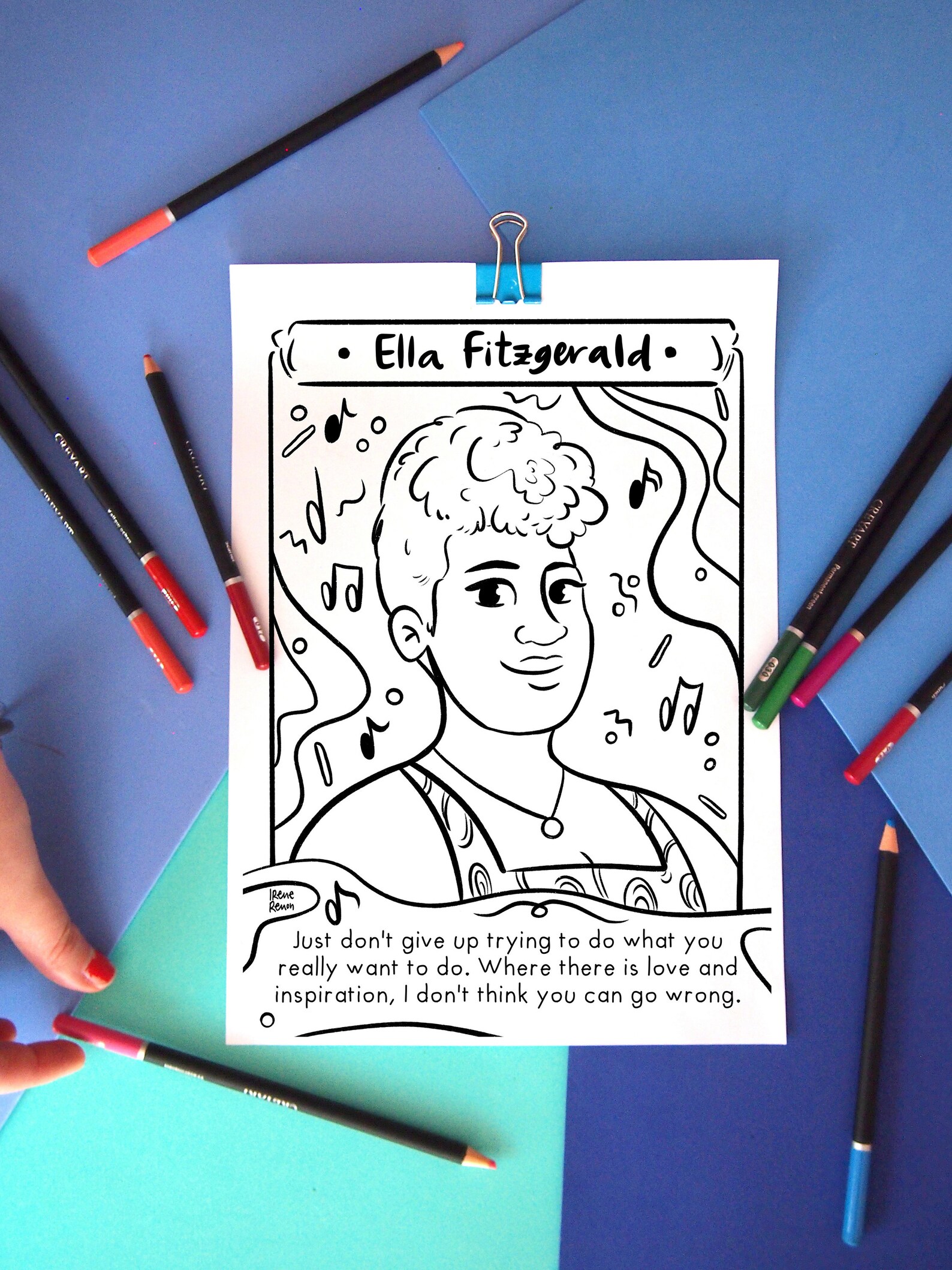 Ella Fitzgerald Coloring Page: Jazz Icon Printable Art (digital ...