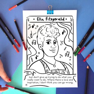 Ella Fitzgerald Coloring Page: Jazz Icon Printable Art (digital ...