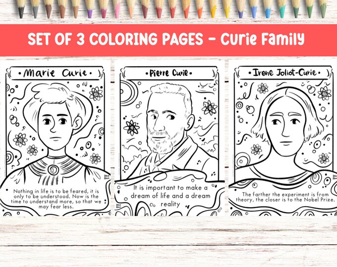 Marie Curie Coloring Page - Etsy Canada