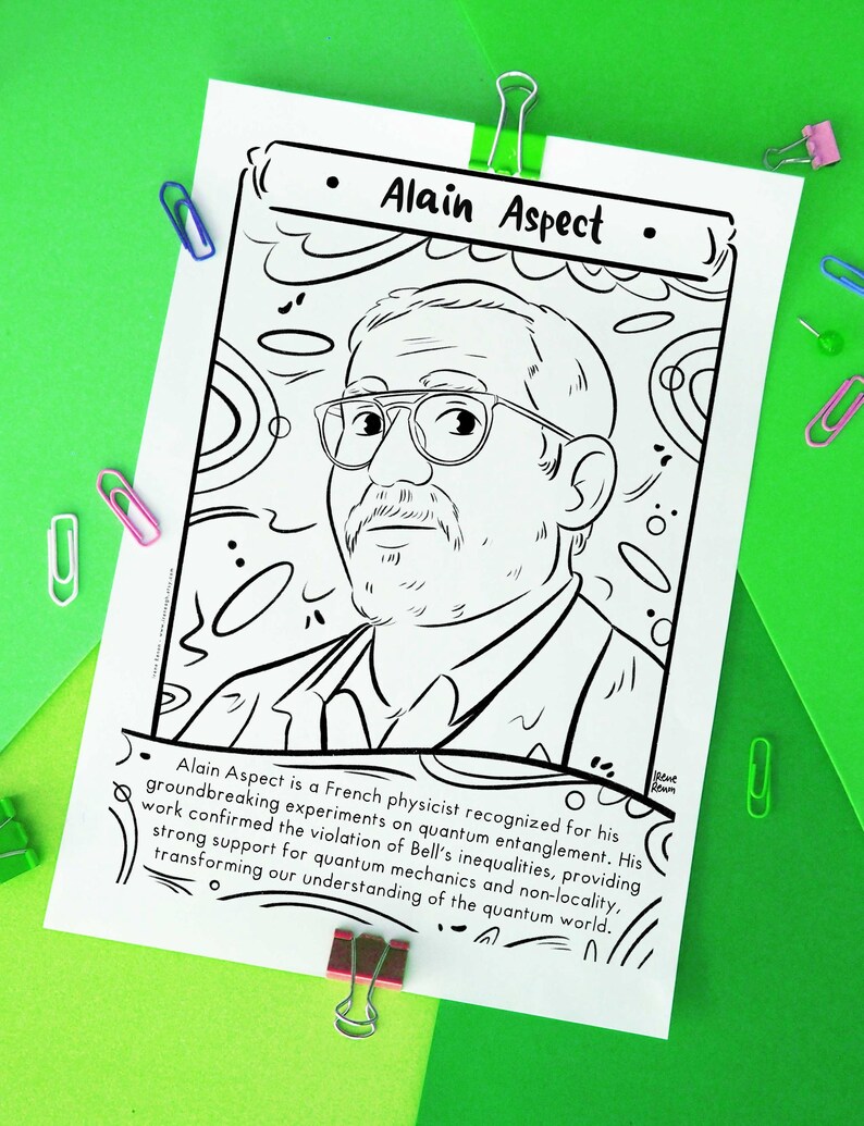 Alain Aspect Scientist Coloring Page, Educational Line Art (PDF) - Etsy