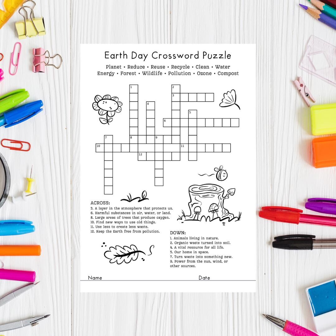 Earth Day Crossword Puzzle: Fun Learning Activity (printable) - Etsy