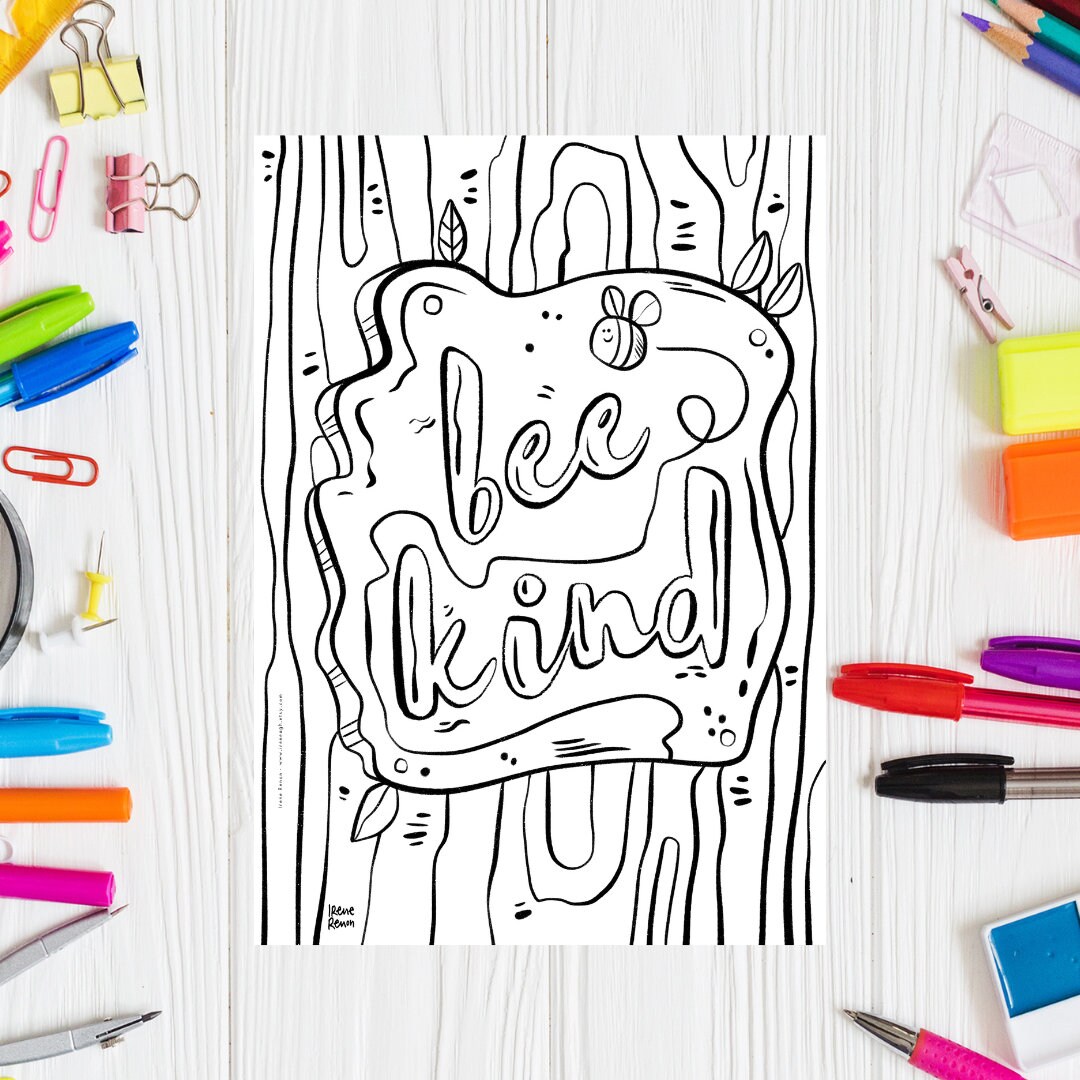 Bee Kind Coloring Page for Kids Kindness Club Printable Drawing ...