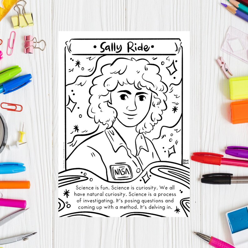 Sally Ride Coloring Page: Women in Space, STEM Printable (digital ...