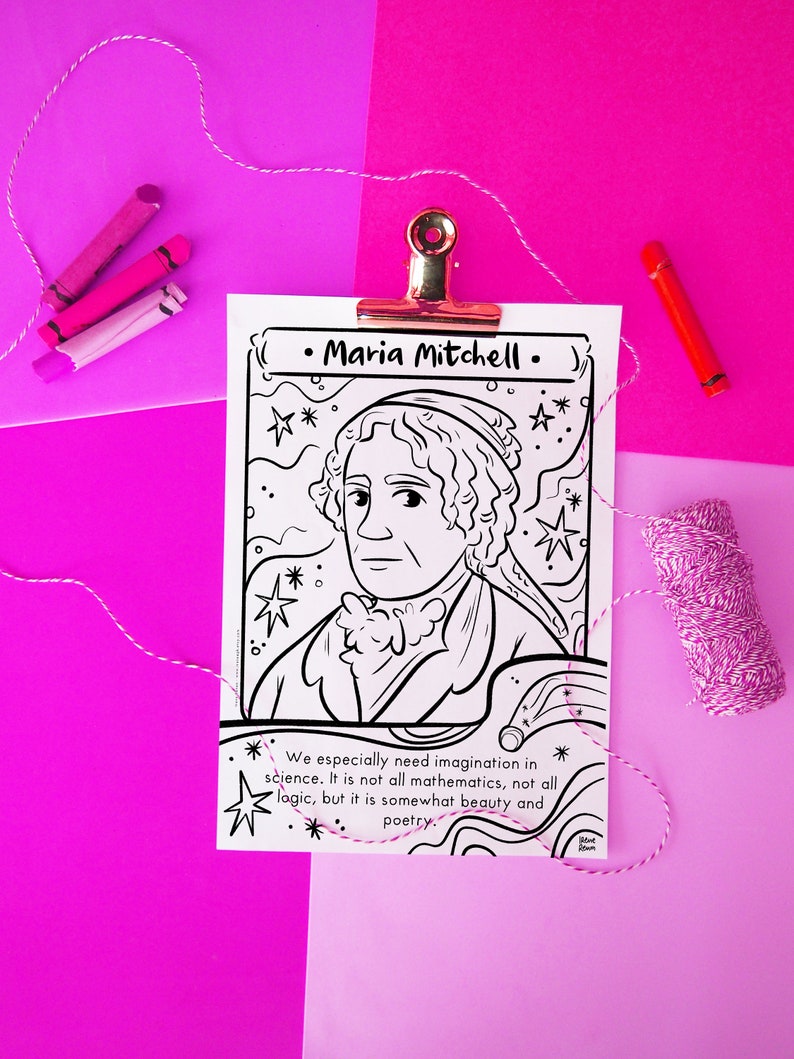 Science Coloring Page Astronomer Coloring Page Maria - Etsy