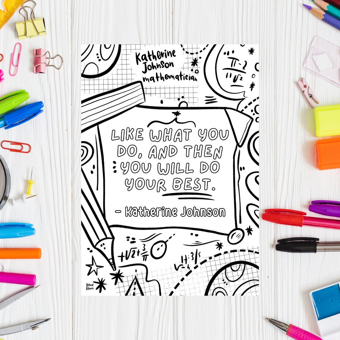 Katherine Johnson Coloring Page: Inspirational Women in Math (digital ...