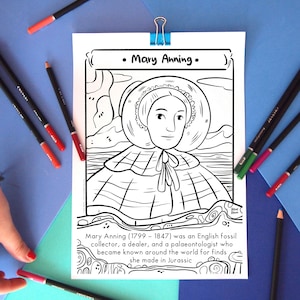 Printable Coloring Page MARY ANNING Paleontologist Women in Science ...