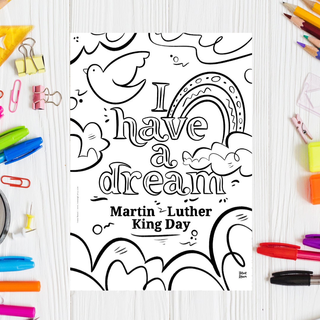 Martin Luther King Coloring Page MLK Coloring Sheet Civil - Etsy