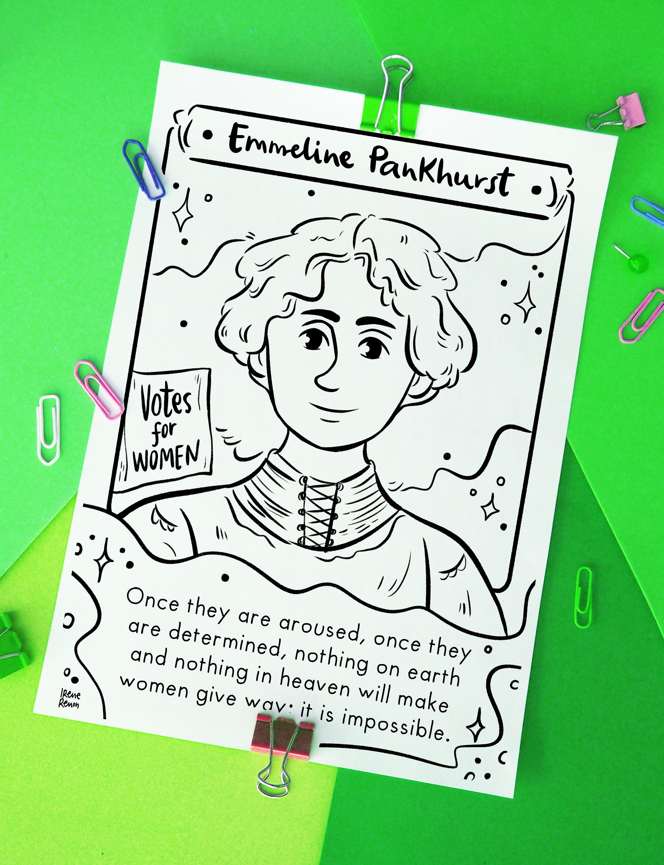 Emmeline Pankhurst Coloring Page: Women's History Month Printable (PDF ...