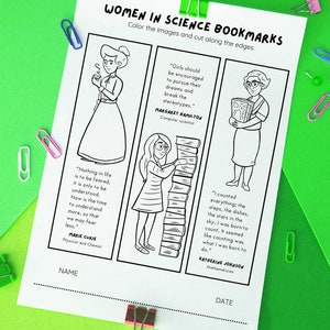 Women in Science Bookmark Printable Drawing for STEM Classroom Special ...