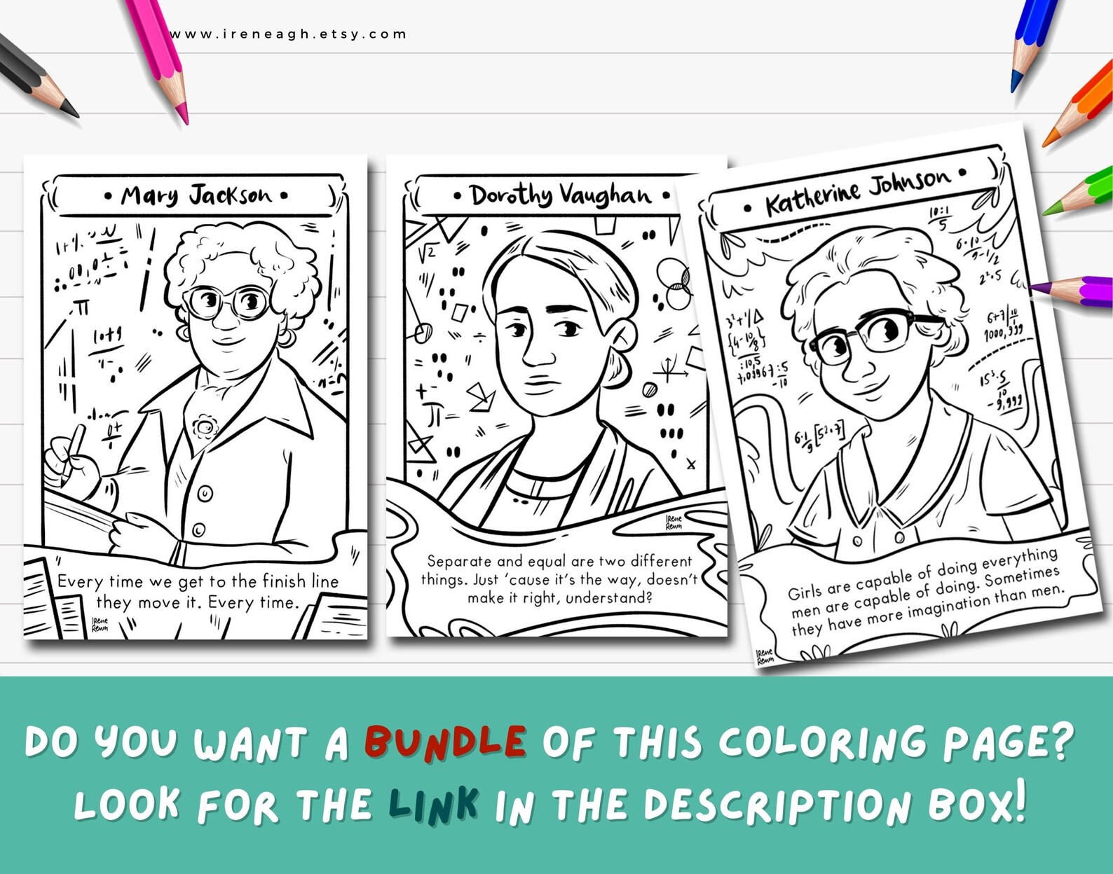 DOROTHY VAUGHAN Coloring Page Printable Drawing Women in - Etsy Canada