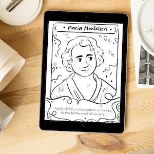 Maria Montessori Coloring Page Educational Activity Printable Drawing ...