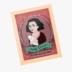 Inspirational Women Wall Art Science Poster Hedy Lamarr Famous Inventor ...