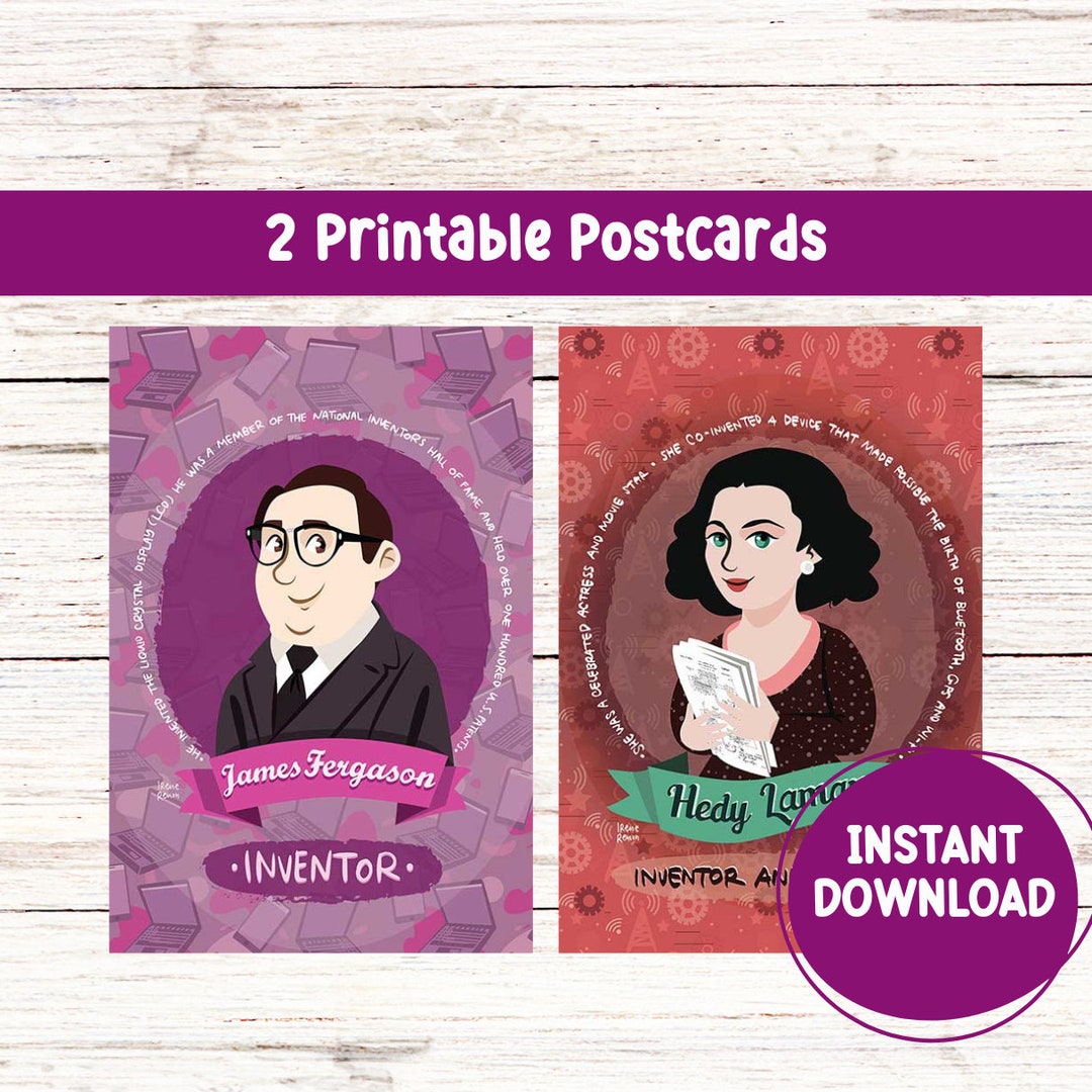 Printable Postcard Science Teacher Gift Famous Scientist Wall Art James ...