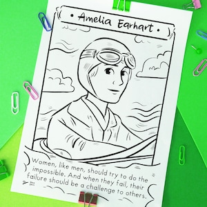 Amelia Earhart Coloring Page Women in History Printable Drawing Women ...