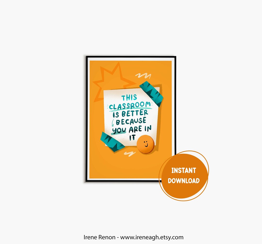 Classroom Poster Printable Positive Poster Motivational Print Yellow ...