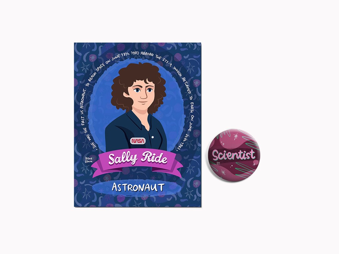 Sally Ride Postcard & Scientist Pin: STEM Gift Set - Etsy