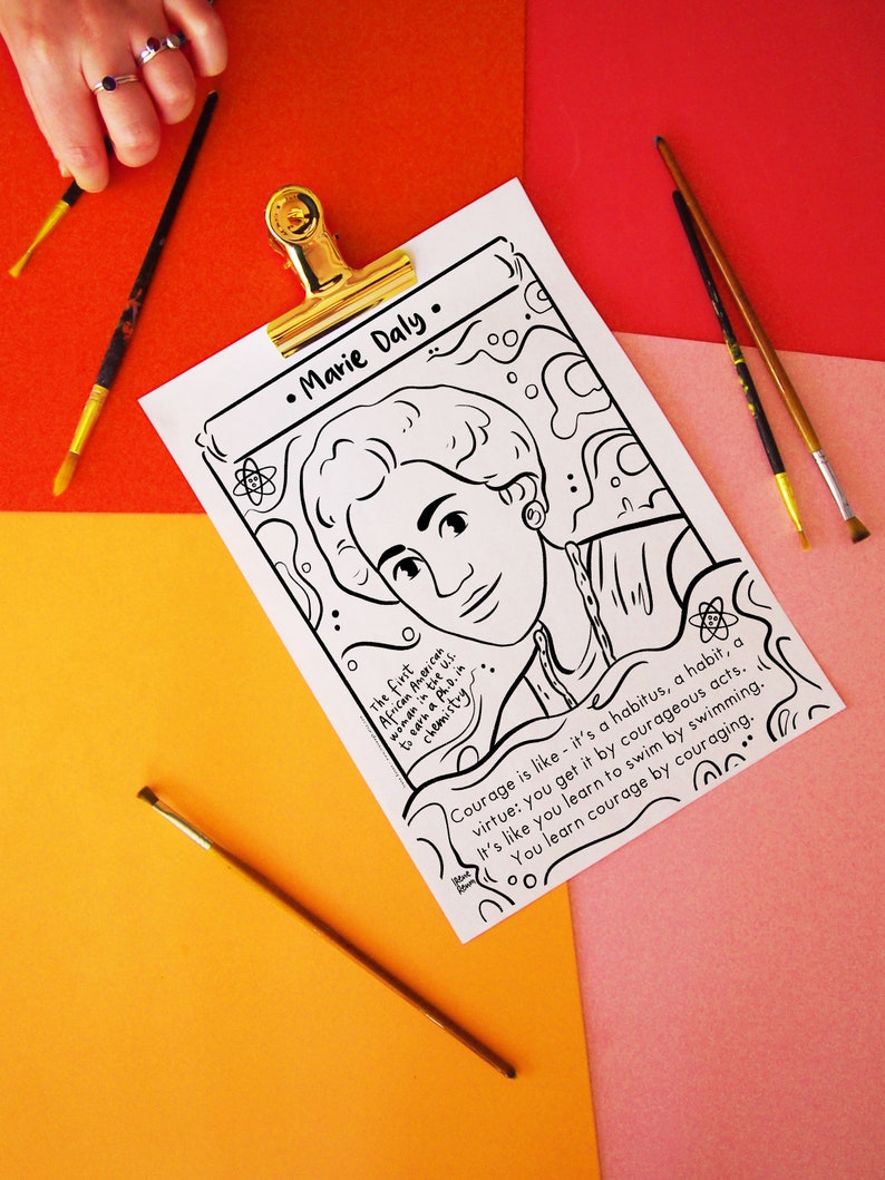 Transparent Coloring Page Famous Black Scientist Marie Daly - Etsy