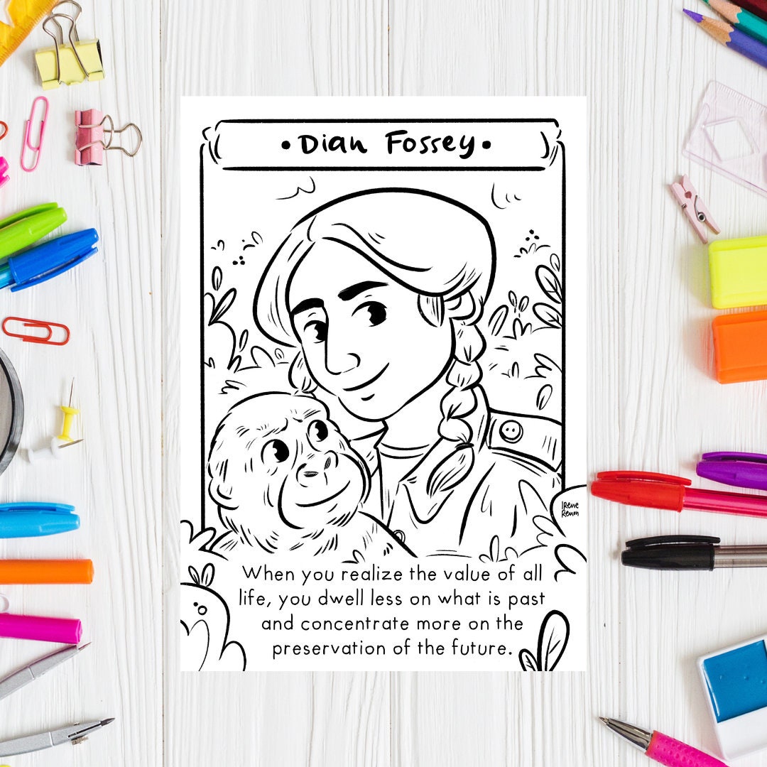 Women in Stem Coloring Page Dian Fossey Women in Science Quote Coloring ...