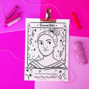 SIMONE BILES Coloring Page Women History Month Coloring Sheet Women in ...