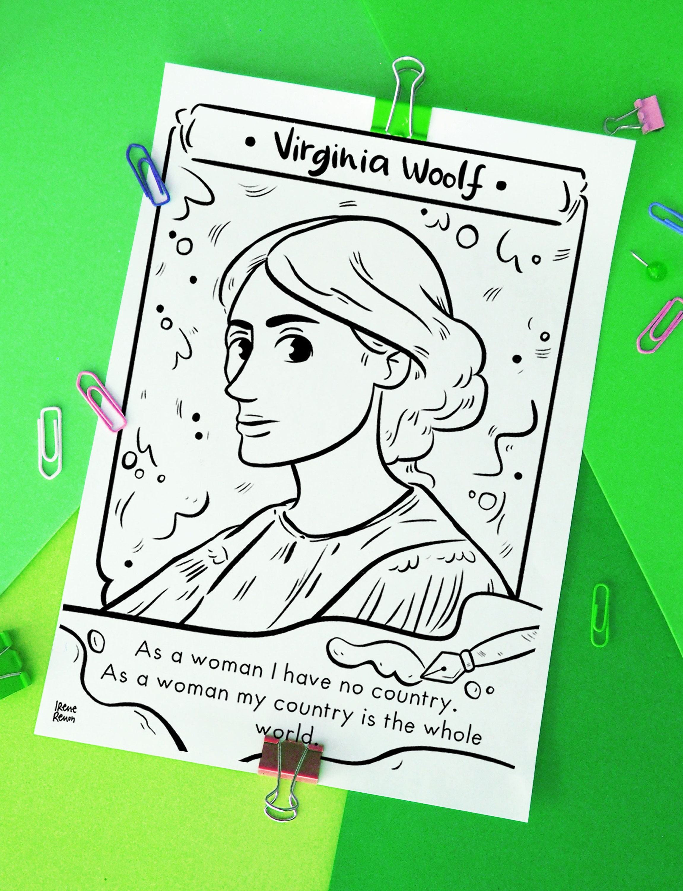 Virginia Woolf Coloring Page Printable Drawing | Etsy