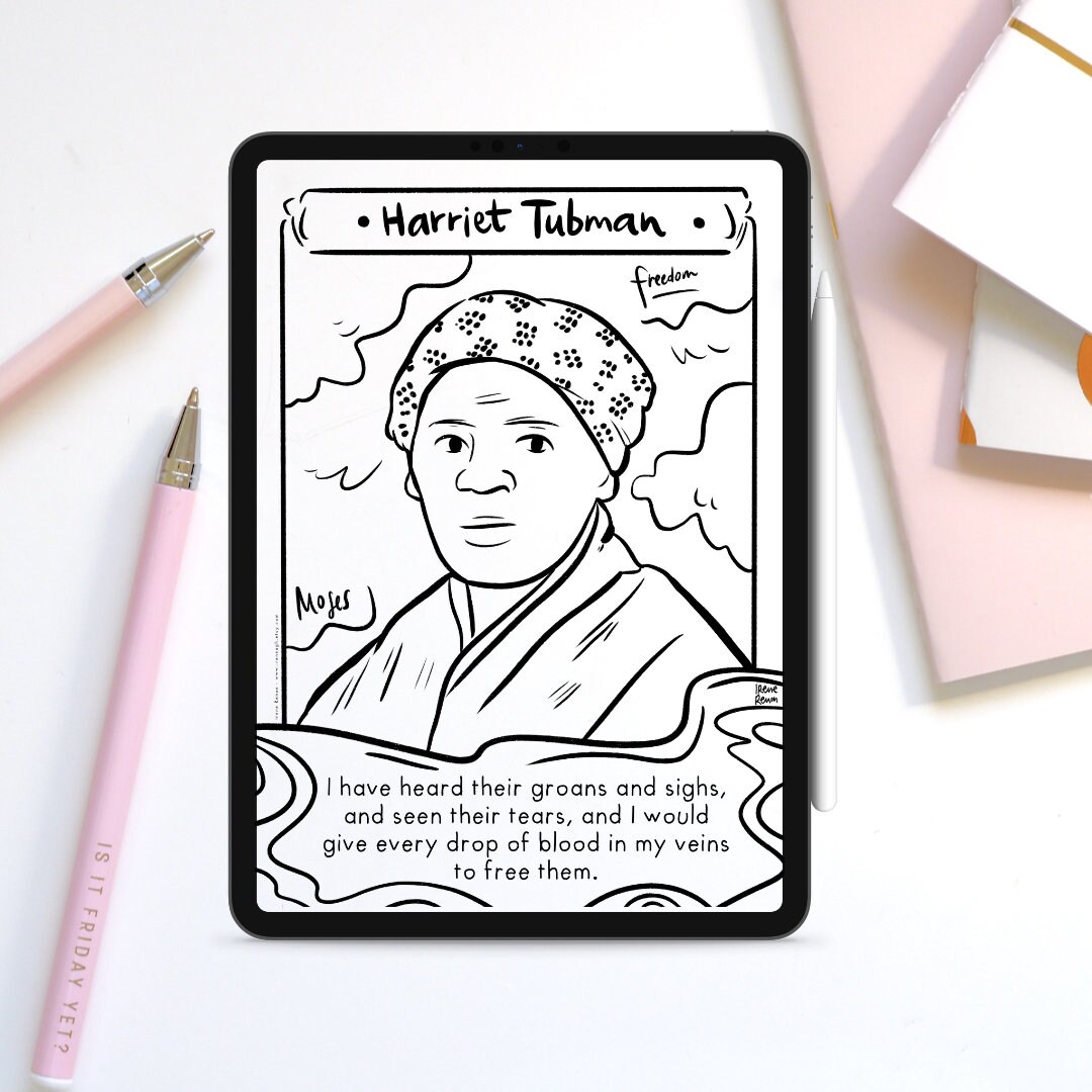 Harriet Tubman Coloring Page: Women's History Month Activity (PNG, PDF ...
