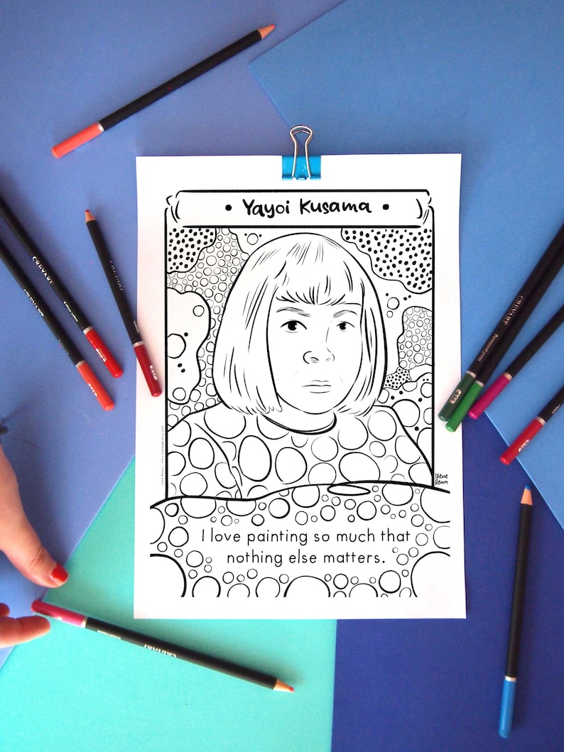 Yayoi Kusama Coloring Page Famous Artist Printable Drawing Coloring ...