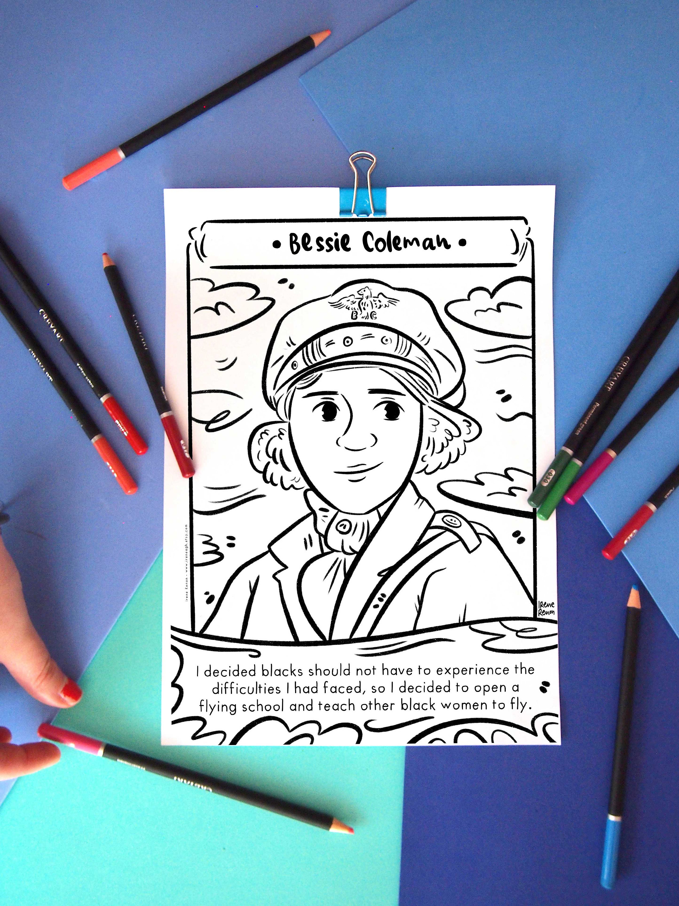 Amelia Earhart & Bessie Coleman Coloring Pages (digital Download) - Etsy