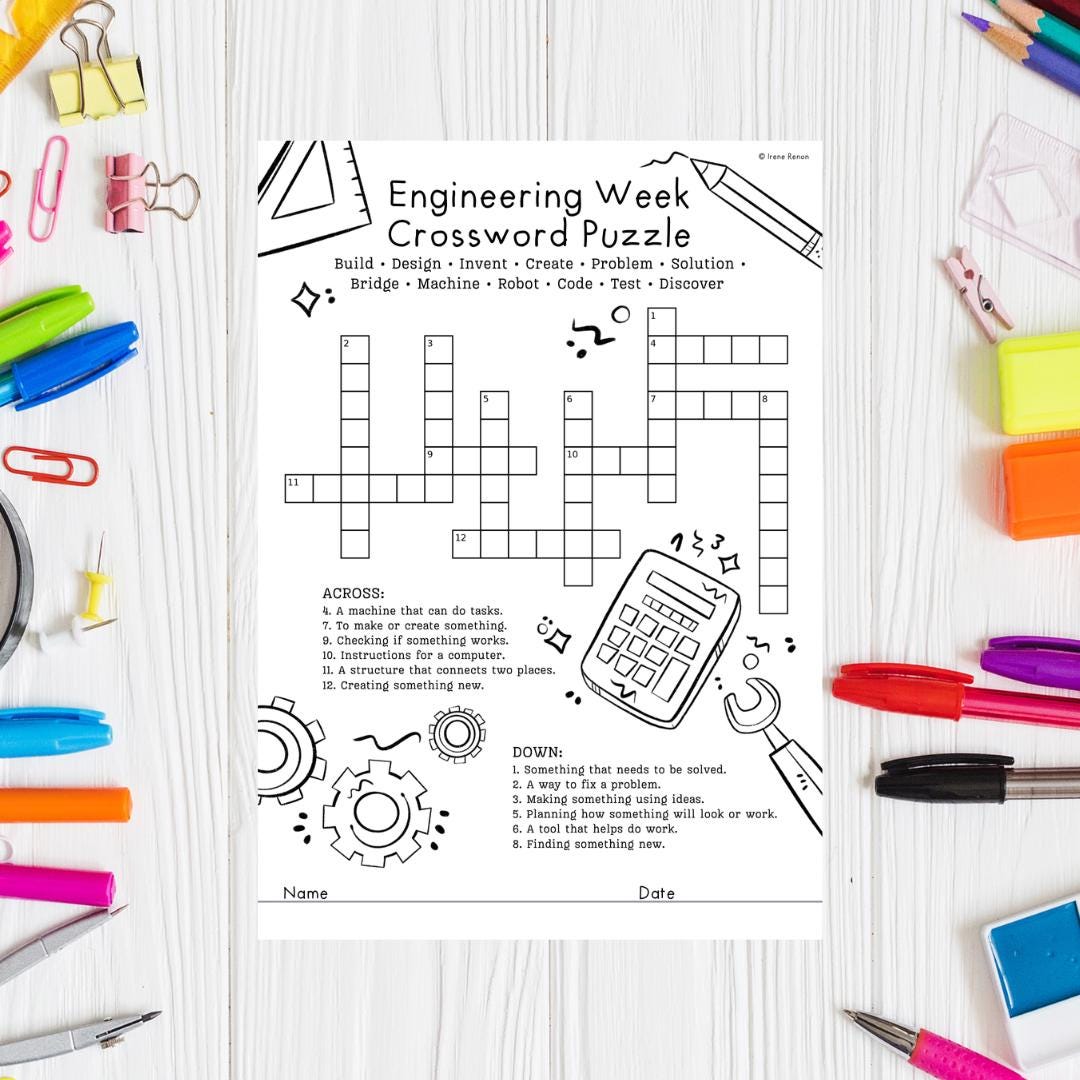 Engineering Week Crossword Puzzle: STEM Worksheet (digital Download) - Etsy