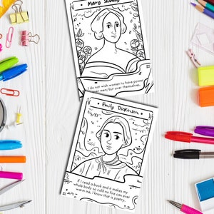 Women in Literature Downloadable Coloring Page Women Writer Literary ...