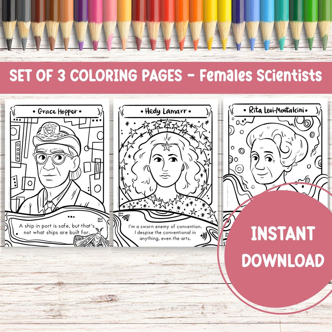 Female Scientists Coloring Pages Women in STEM Women in - Etsy