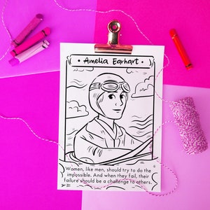 Printable Coloring Page Women History Month Amelia Earhart Bessie ...