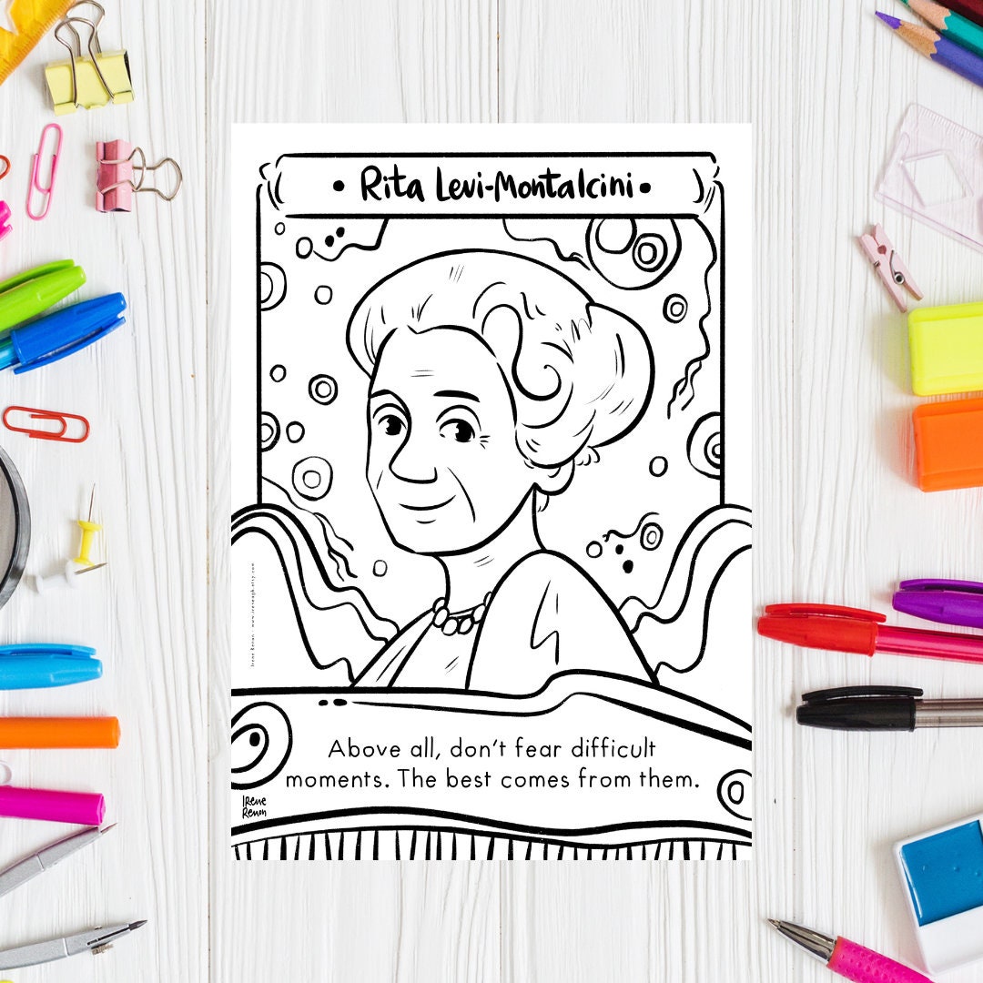 Rita Levi Montalcini Coloring Page Science Printable Drawing Women in ...