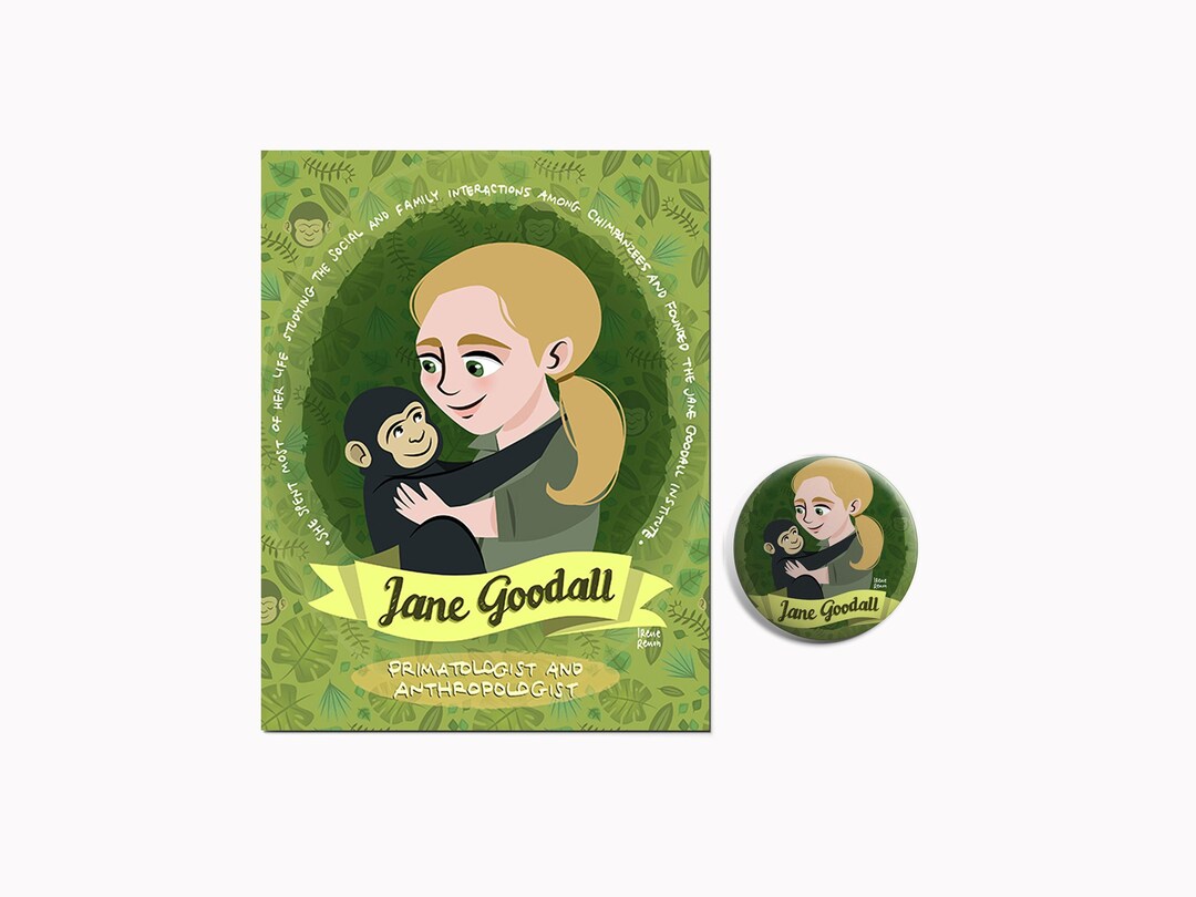 Women in Science Jane Goodall Pin & Postcard Influential Women History ...