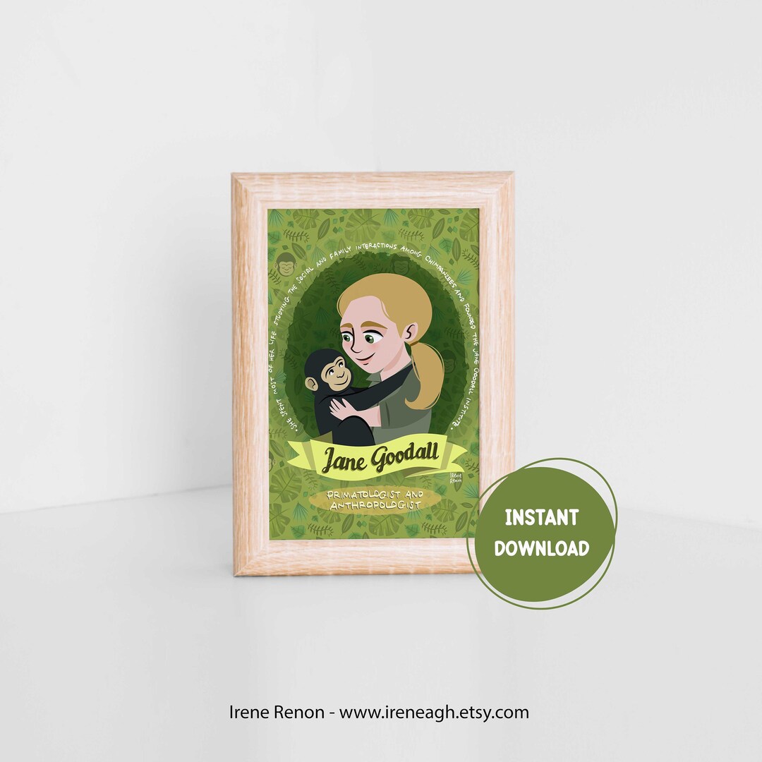 Jane Goodall Women in STEM Woman Printable Wall Art Women Science ...