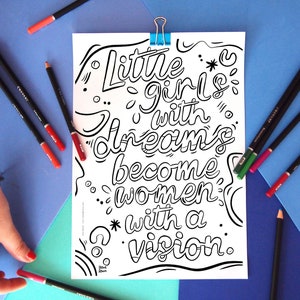 Feminist Coloring Page Inspiring Printable Drawing Empowerment Quote ...