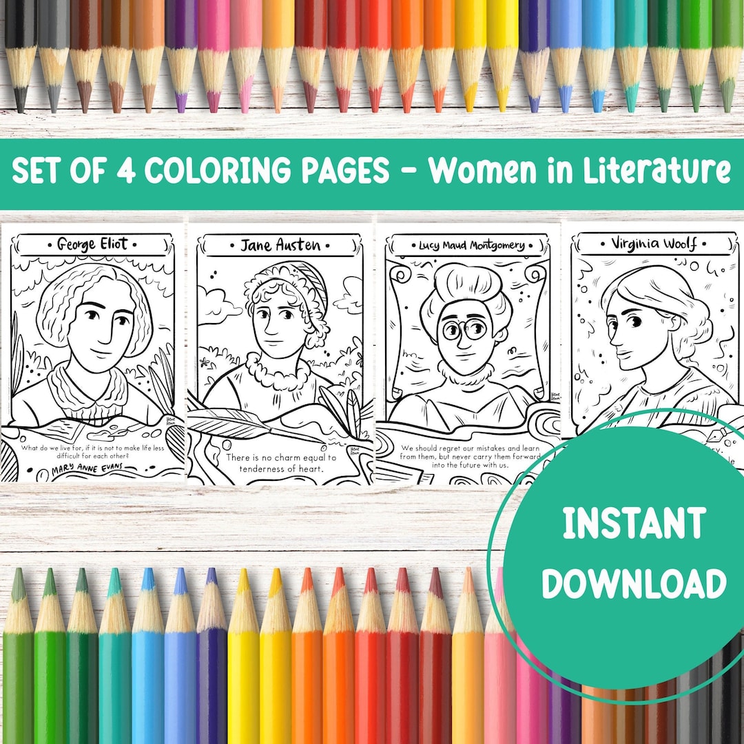 Printable Coloring Page Women in Literature Downloadable - Etsy