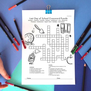 Last Day of School Crossword Puzzle: Printable Classroom Activity (PDF ...
