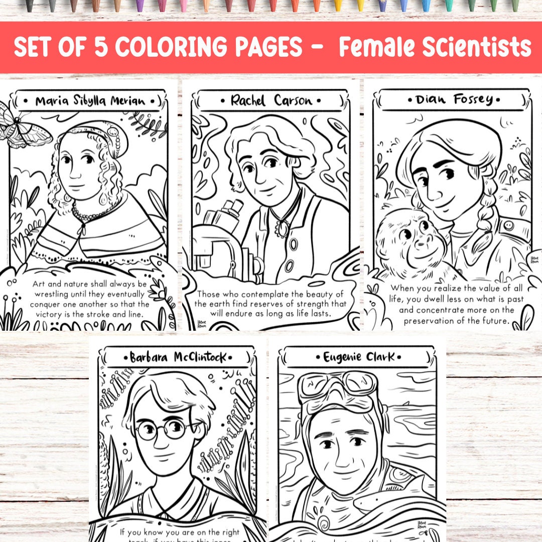 Printable Coloring Page Science Kit for Kid Women in Science Drawing ...