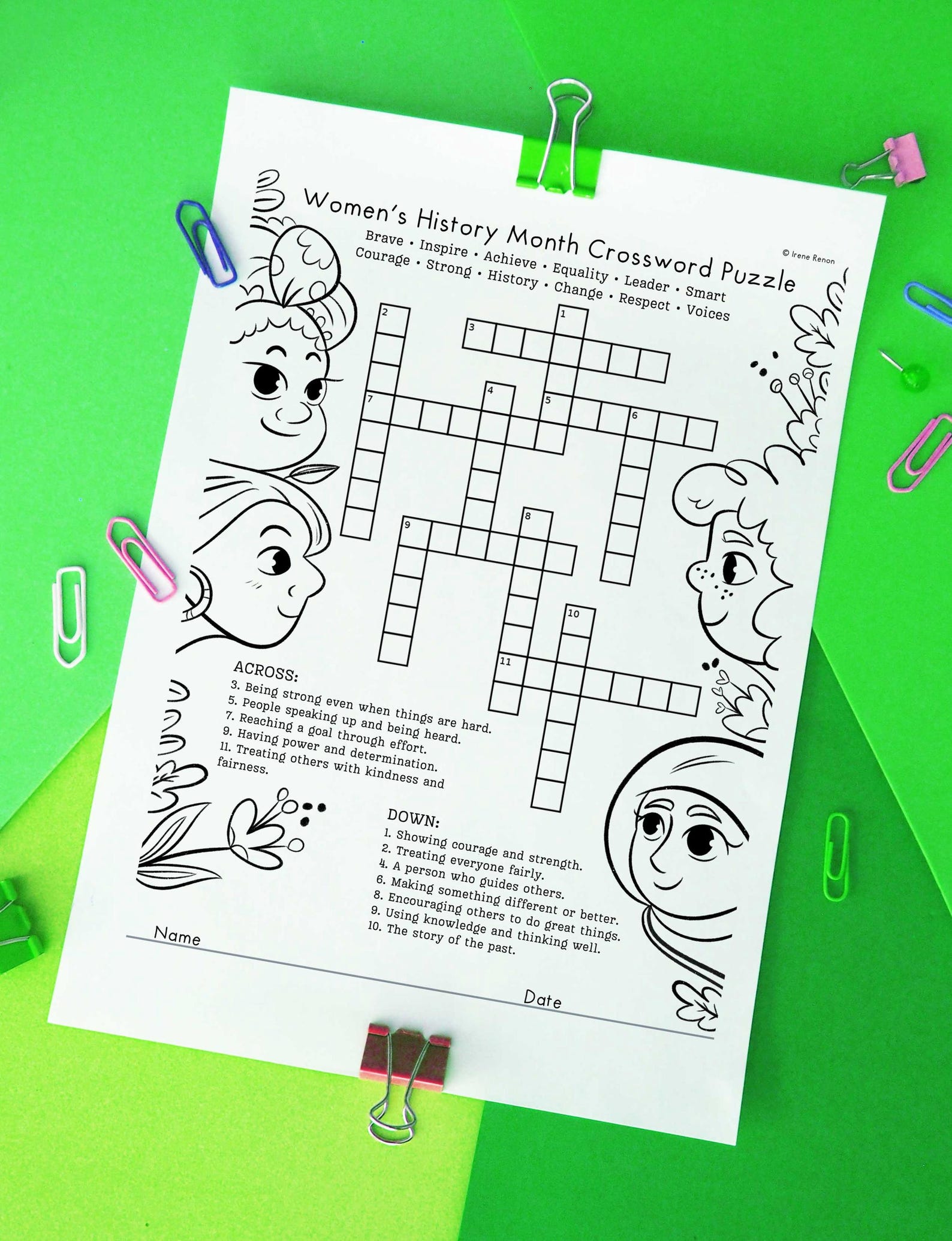 Women's History Month Crossword Puzzle: Educational Kids Activity ...