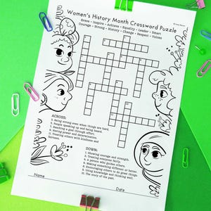 Women's History Month Crossword Puzzle: Educational Kids Activity ...