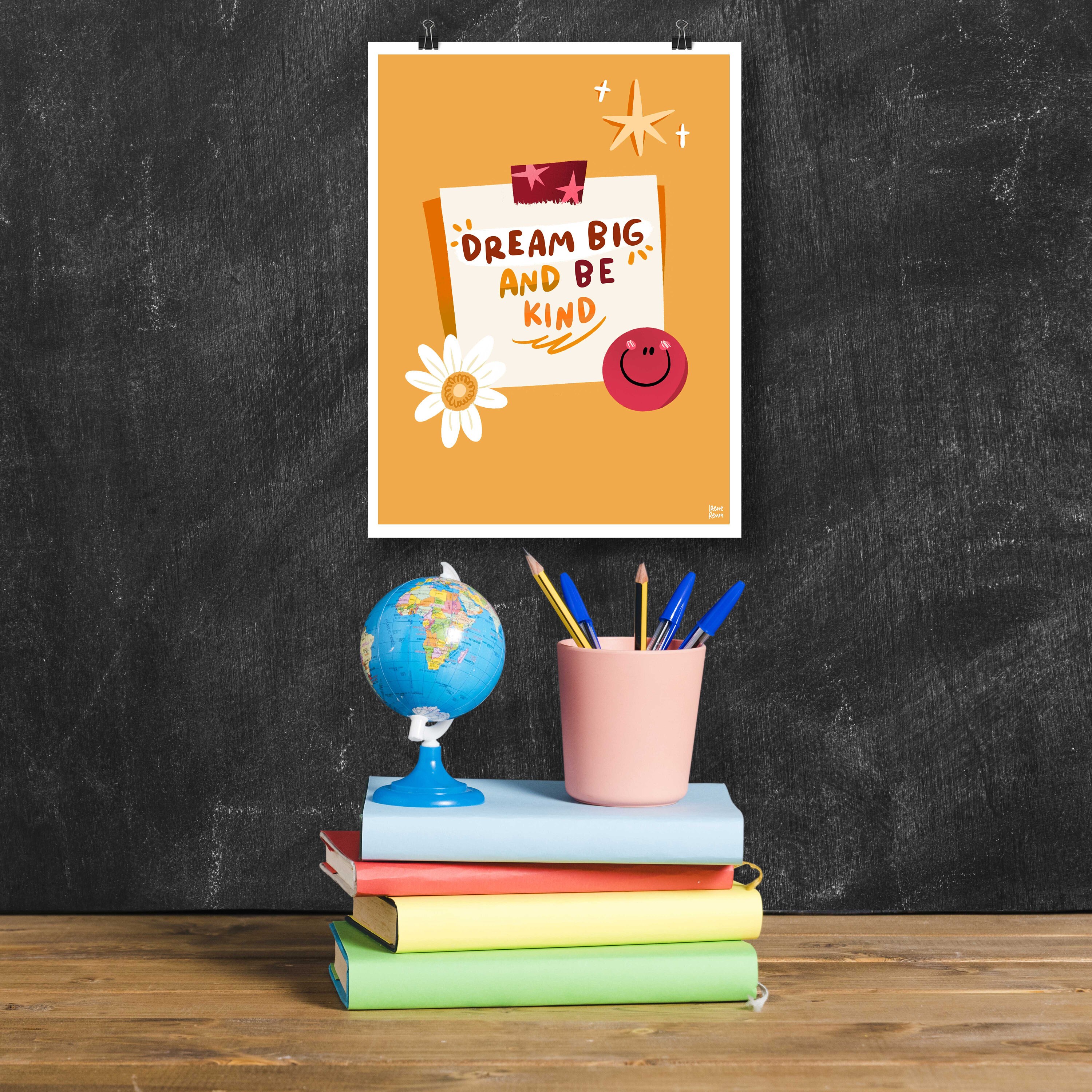 Dream Big Classroom Poster: 70s Style Nursery Decor (A4 Digital ...