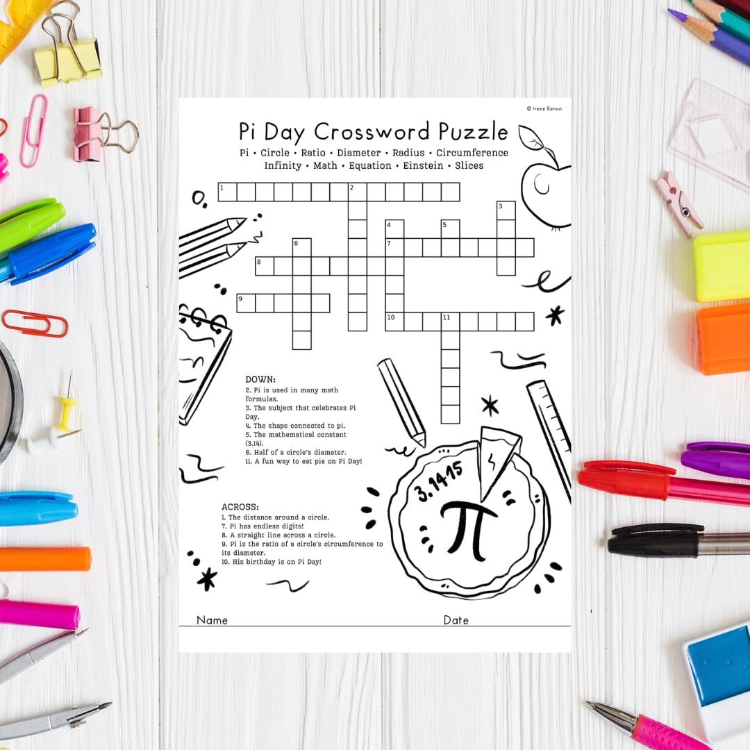 Pi Day Crossword Puzzle: Fun Math & Science Activity (printable ...