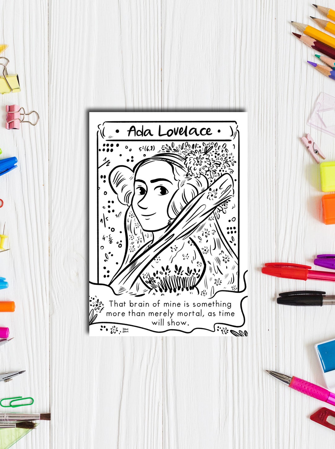 Ada Lovelace Coloring Page Female Scientist Printable Drawing - Etsy