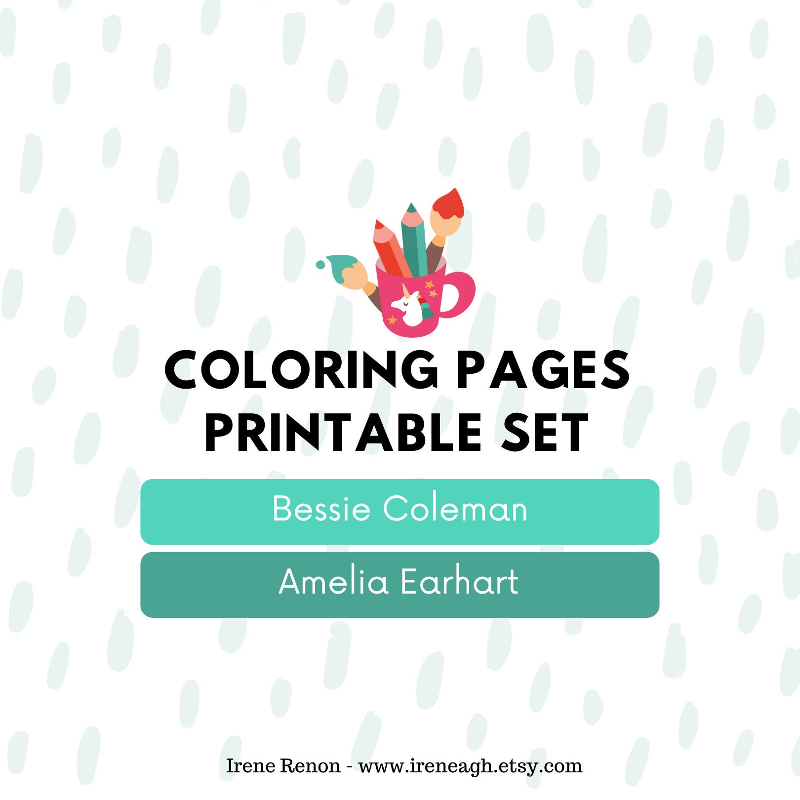 Amelia Earhart & Bessie Coleman Coloring Pages (digital Download) - Etsy