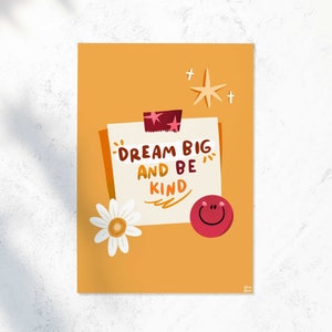 Dream Big Classroom Poster: 70s Style Nursery Decor (A4 Digital ...