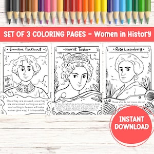 Coloring Page Bundle Women History Month Printable Drawing Women Right ...